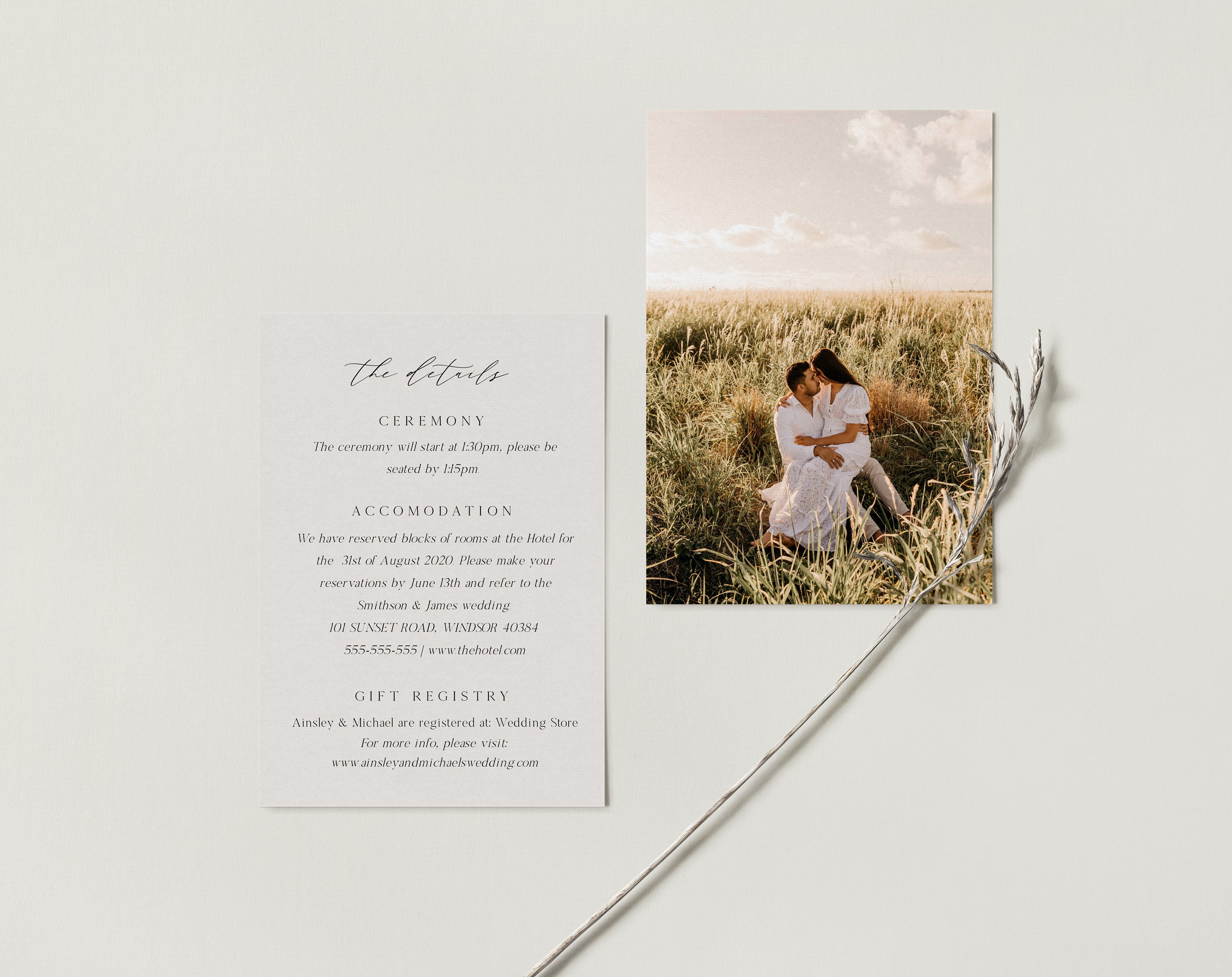 Minimalist Details Card Insert Wedding Invitation Beige | Etsy