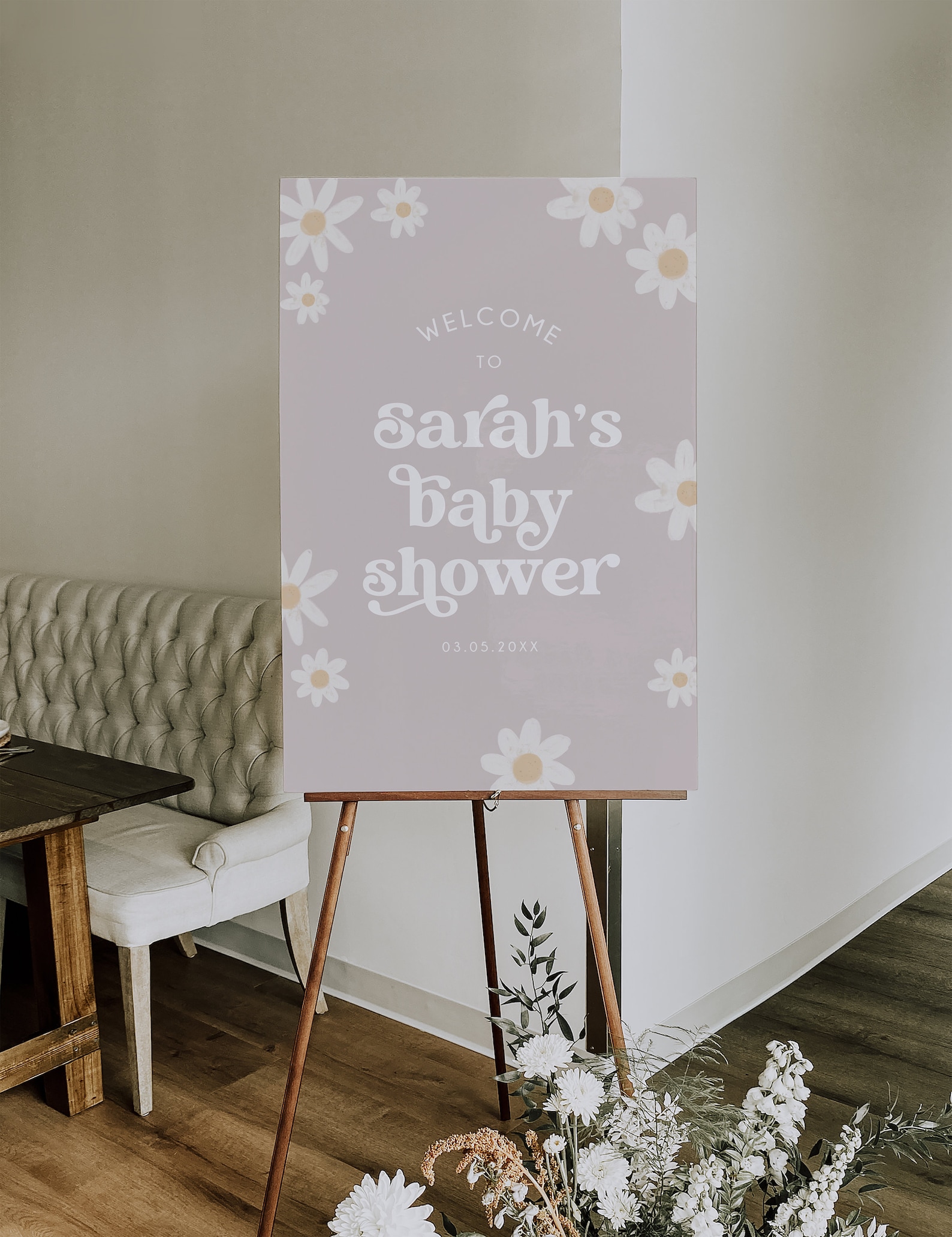 Daisy Welcome Sign Template, Bohemian Daisy Baby Shower Signage ...