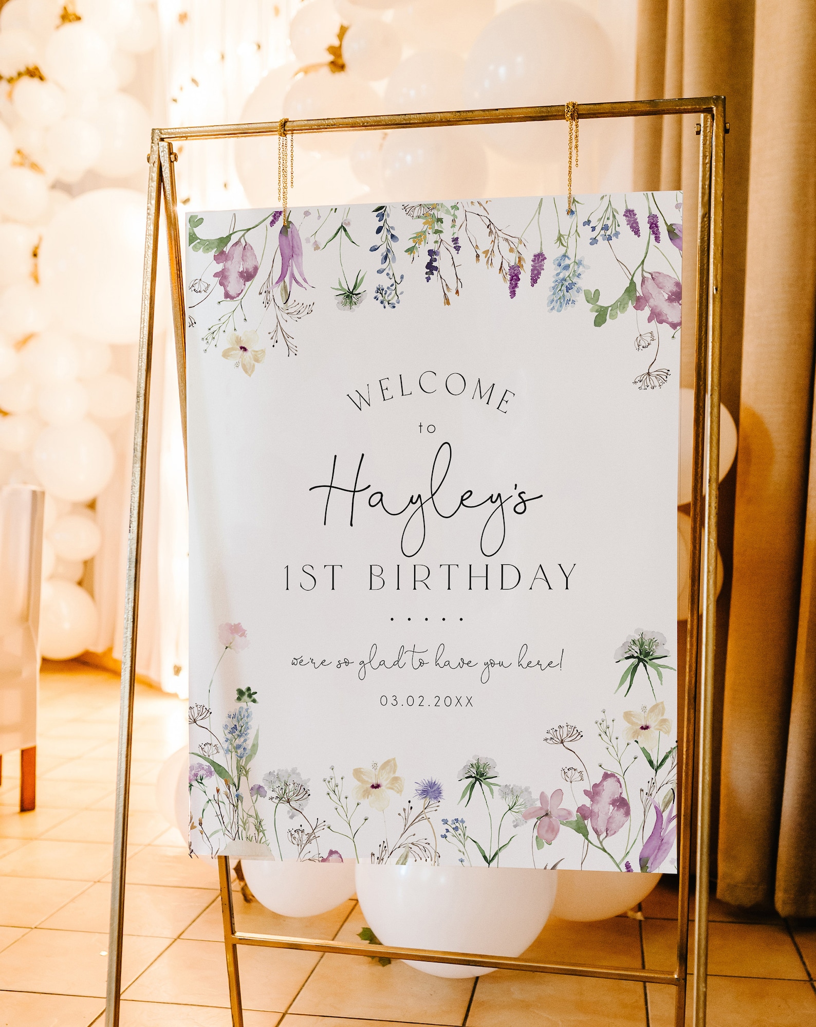 Wildflower Welcome Sign Template Girl 1st Birthday Large - Etsy