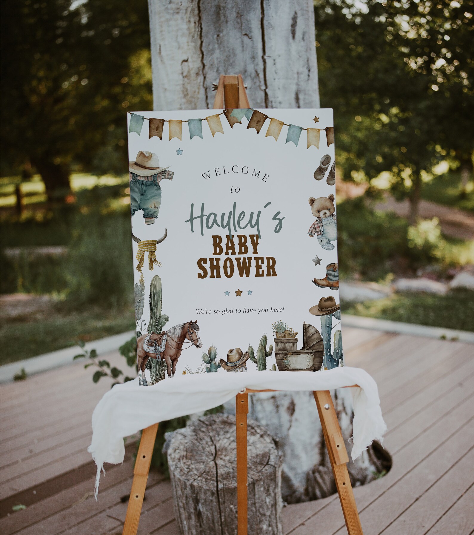 Western Welcome Baby Shower Sign Template, Cowboy Welcome Signage ...