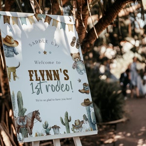 First Rodeo Welcome Sign Template, Cowboy 1st Birthday Editable Sign ...
