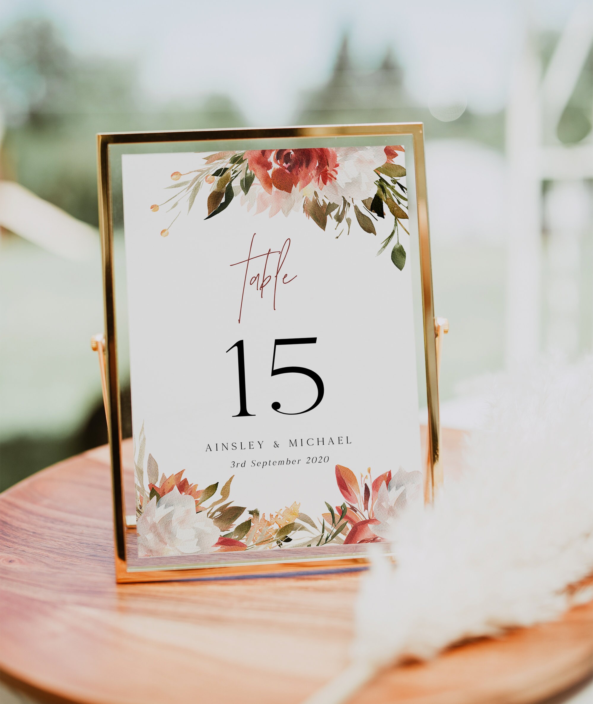 Rustic Fall Table Numbers Sign Template Autumn Wedding Table | Etsy