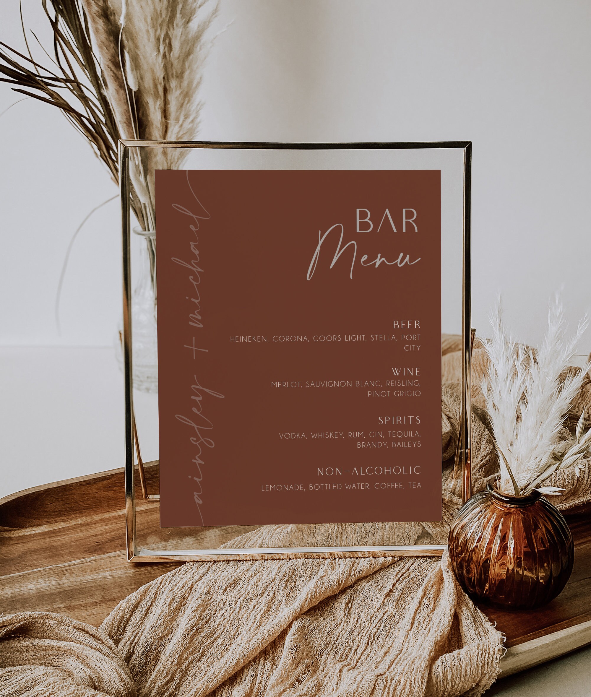Boho Bar Menu Terracotta Wedding Editable Sign Template - Etsy