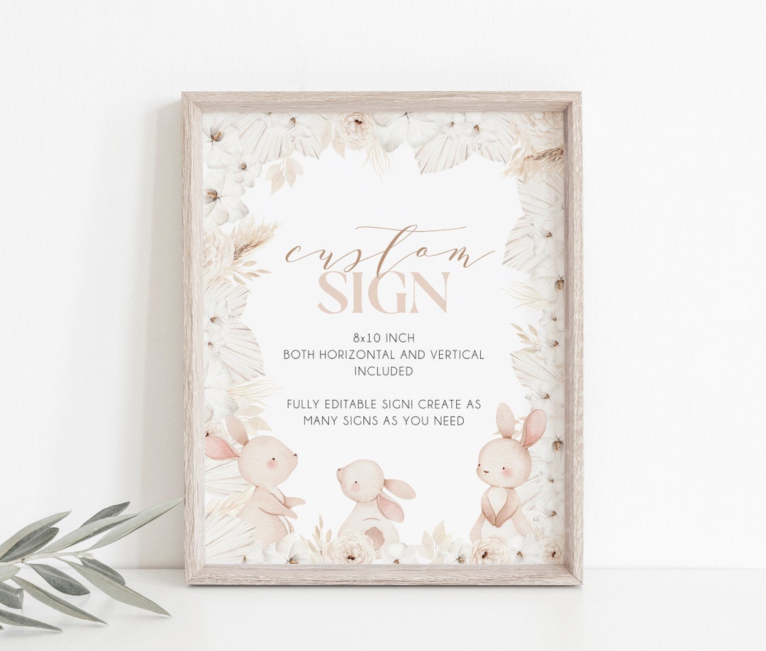 Bunny Fully Editable Custom Sign Template, Somebunny is One Printable ...
