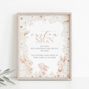 Bunny Fully Editable Custom Sign Template, Somebunny is One Printable ...