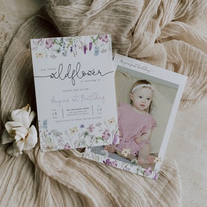 Girls First Birthday Invitation, Wildflower Birthday Invitation ...