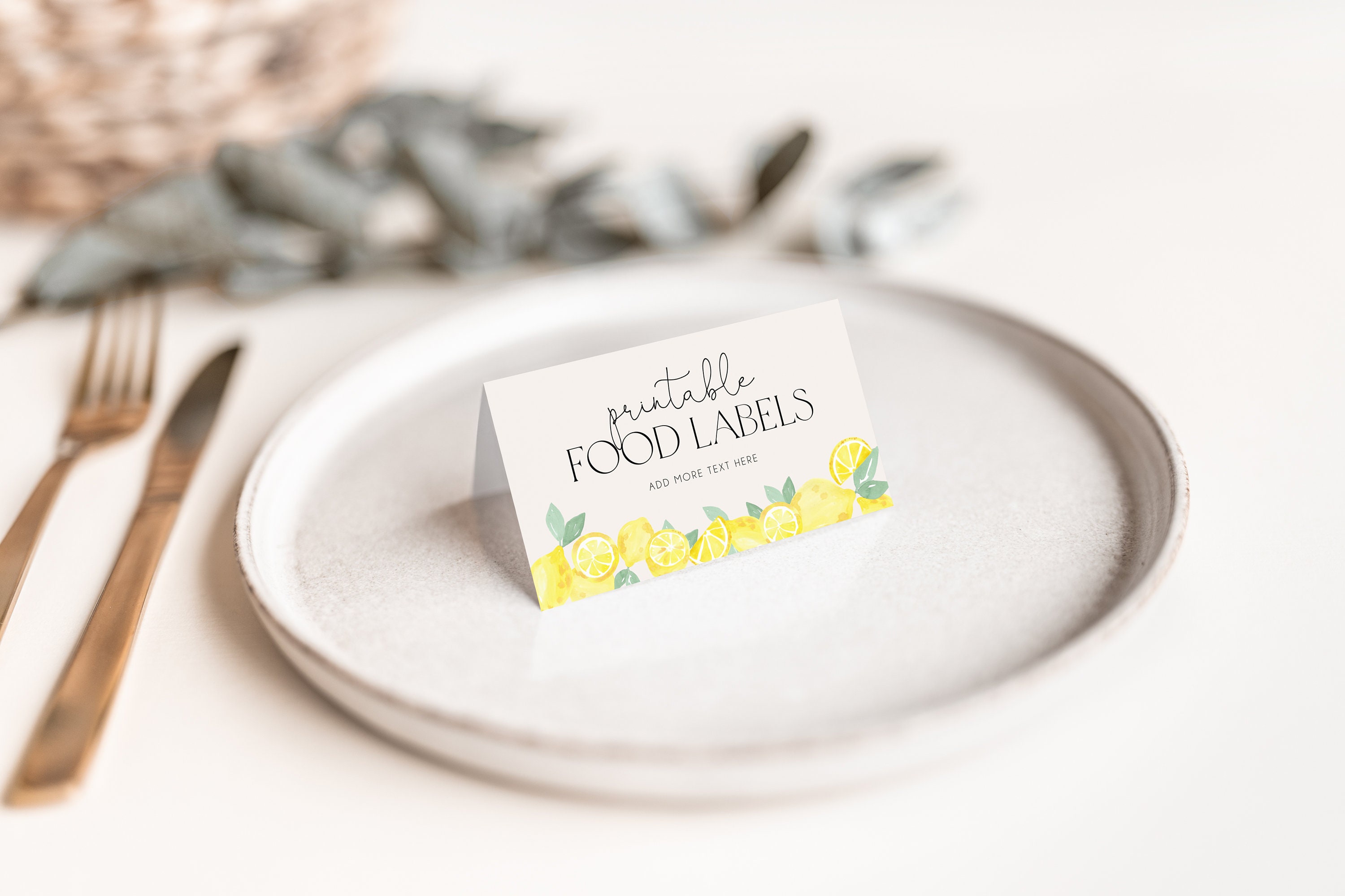 Lemon Food Label & Place Card Template Citrus Bridal Shower - Etsy