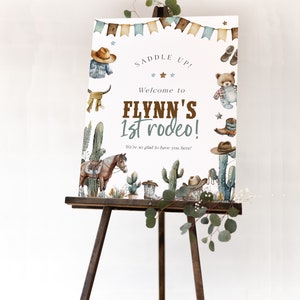 First Rodeo Welcome Sign Template, Cowboy 1st Birthday Editable Sign ...