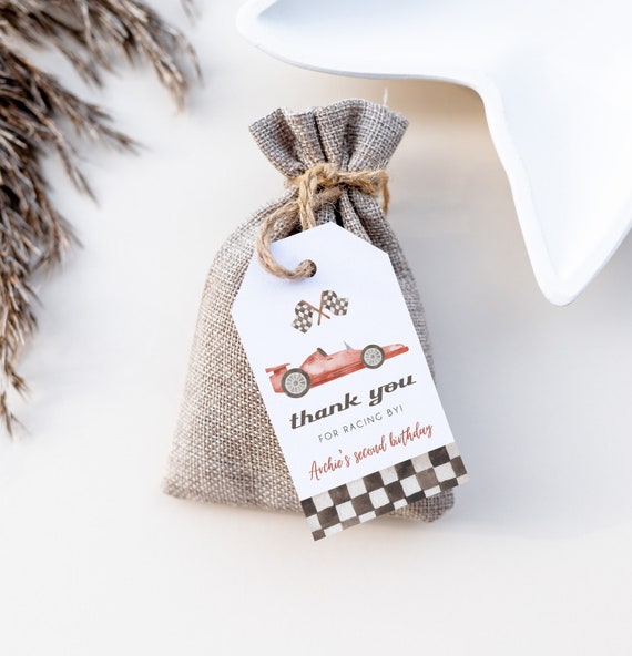 Race Car Birthday Favor Tag Red Race Car Thank You Gift Tag - Etsy