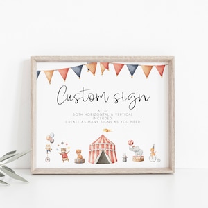 Circus Custom Sign Template, Circus Birthday Party Editable Sign ...