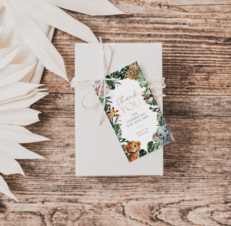 Wild One Safari Gift Tag Template Safari Animals Birthday - Etsy