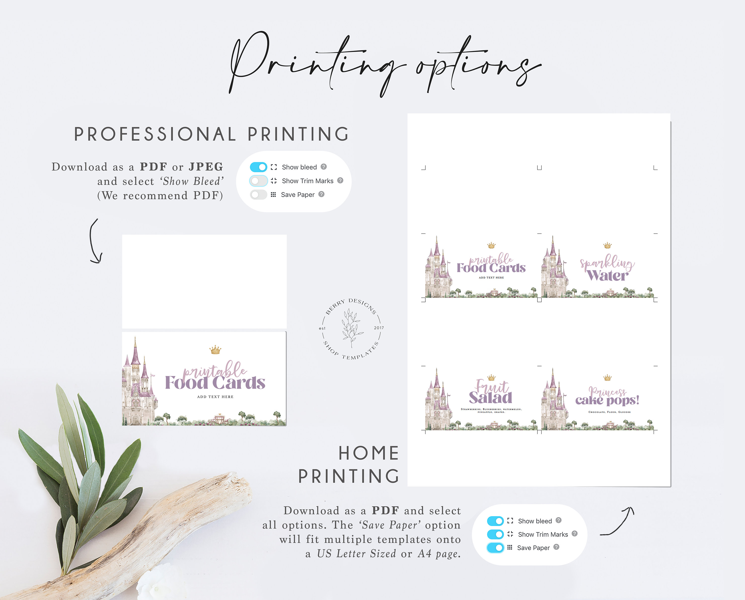 Princess Food Label Cards Template, Little Princess Baby Shower Decor ...