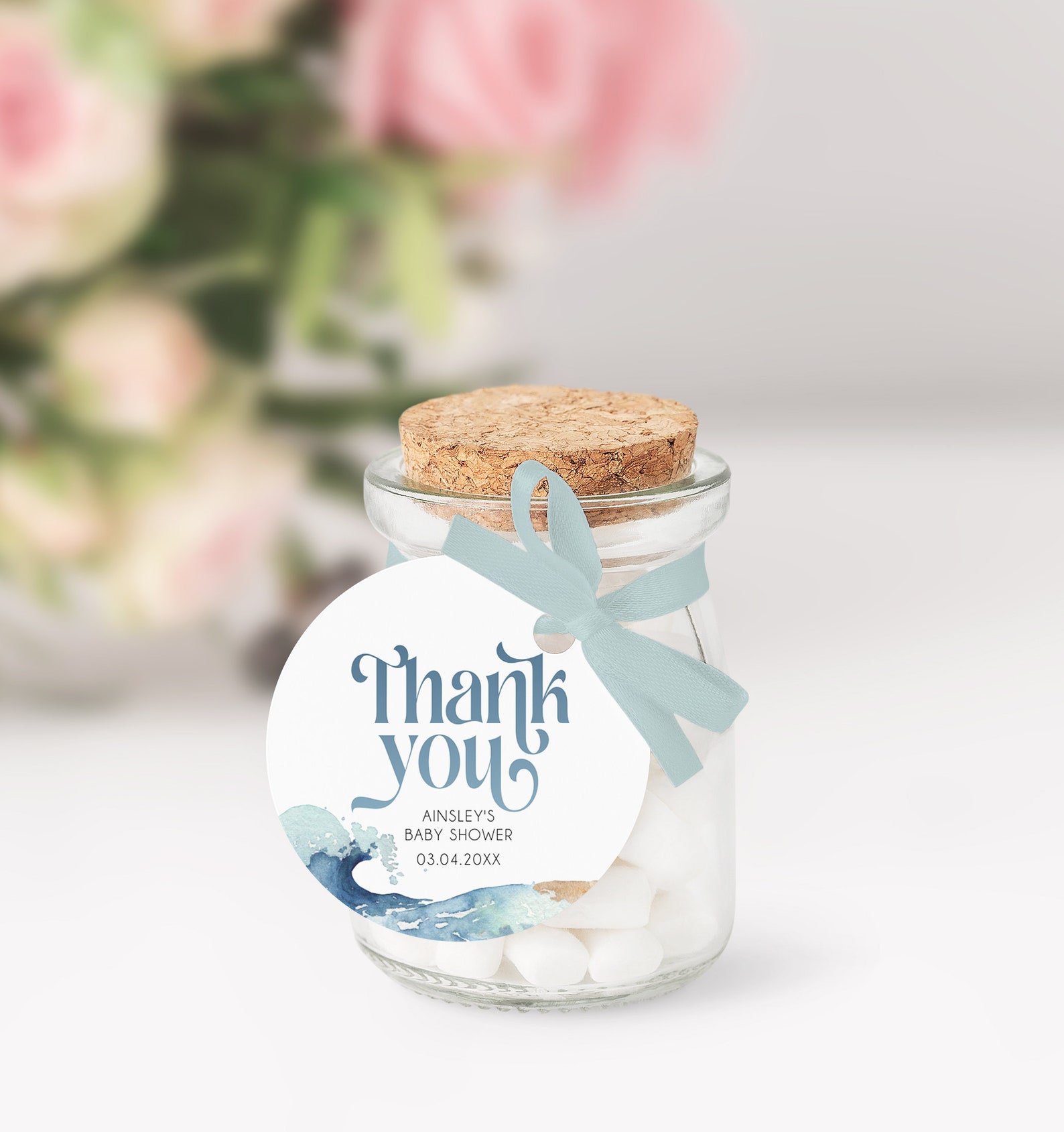 Ocean Thank You Gift Tag Template, Beach Themed Editable Favors, Surf ...