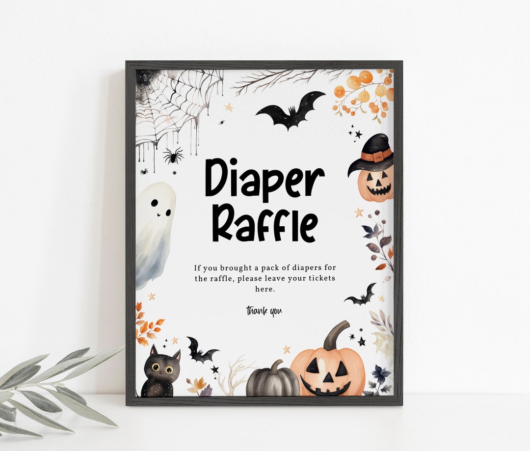 Halloween Diaper Raffle Sign Template, Halloween Baby Shower Sign ...
