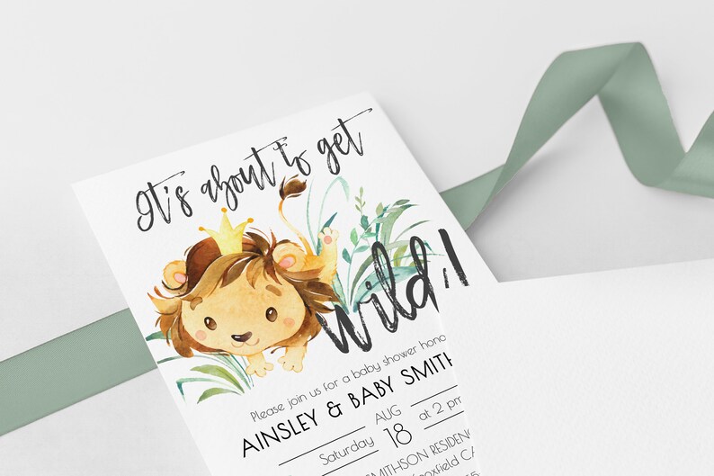 Lion Cub Baby Shower Invitation, Editable Template (instant Download ...