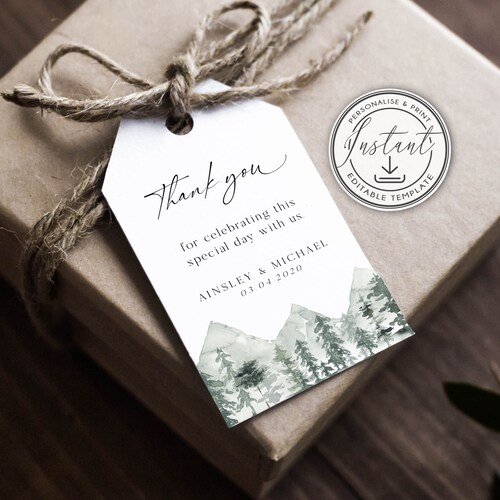 Wedding Favor Tag Mountain Wedding Thank You Labels Party - Etsy