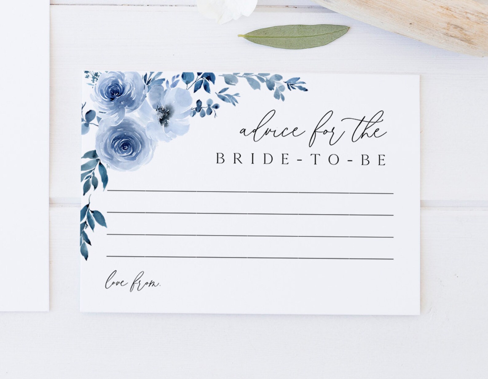 Dusty Blue Advice Sign Template Blue Floral Bridal Shower | Etsy