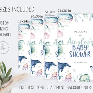 Ocean & Sea Welcome Sign Editable Template, Ocean Baby Shower Welcome ...
