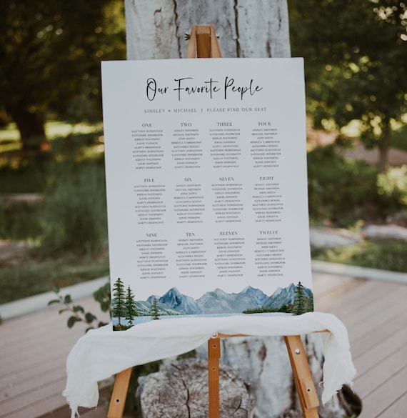Mountain Seating Chart Editable Seating Chart Lake Wedding | Etsy