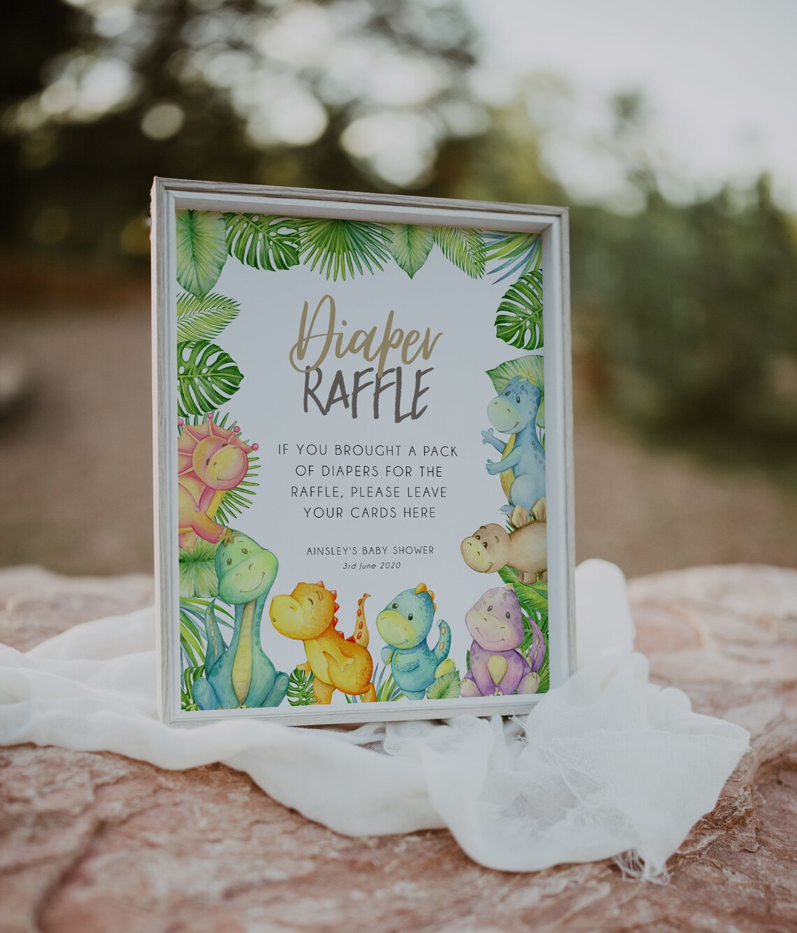 Dinosaur Diaper Raffle Baby Shower Editable Sign Template - Etsy