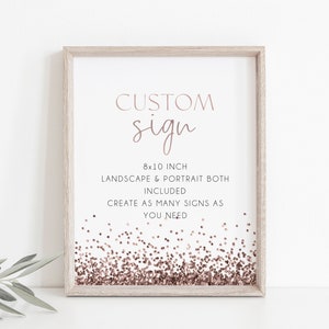 Rose Gold Custom Sign Template, Create Your Own Signs, Blush Bridal ...