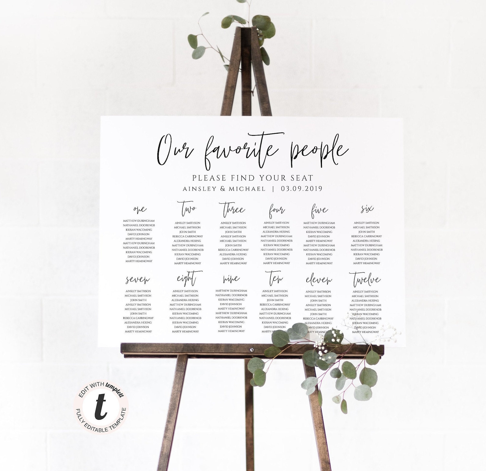 Wedding Seating Chart Poster Template Editable Our Favorite - Etsy