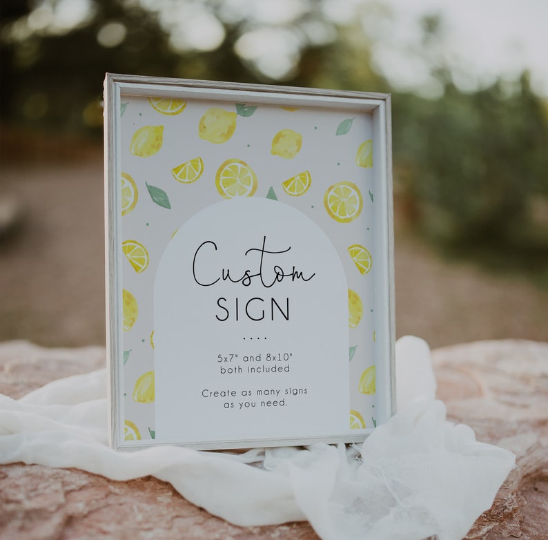 Lemon Custom Sign Template Editable Sign Template Citrus | Etsy