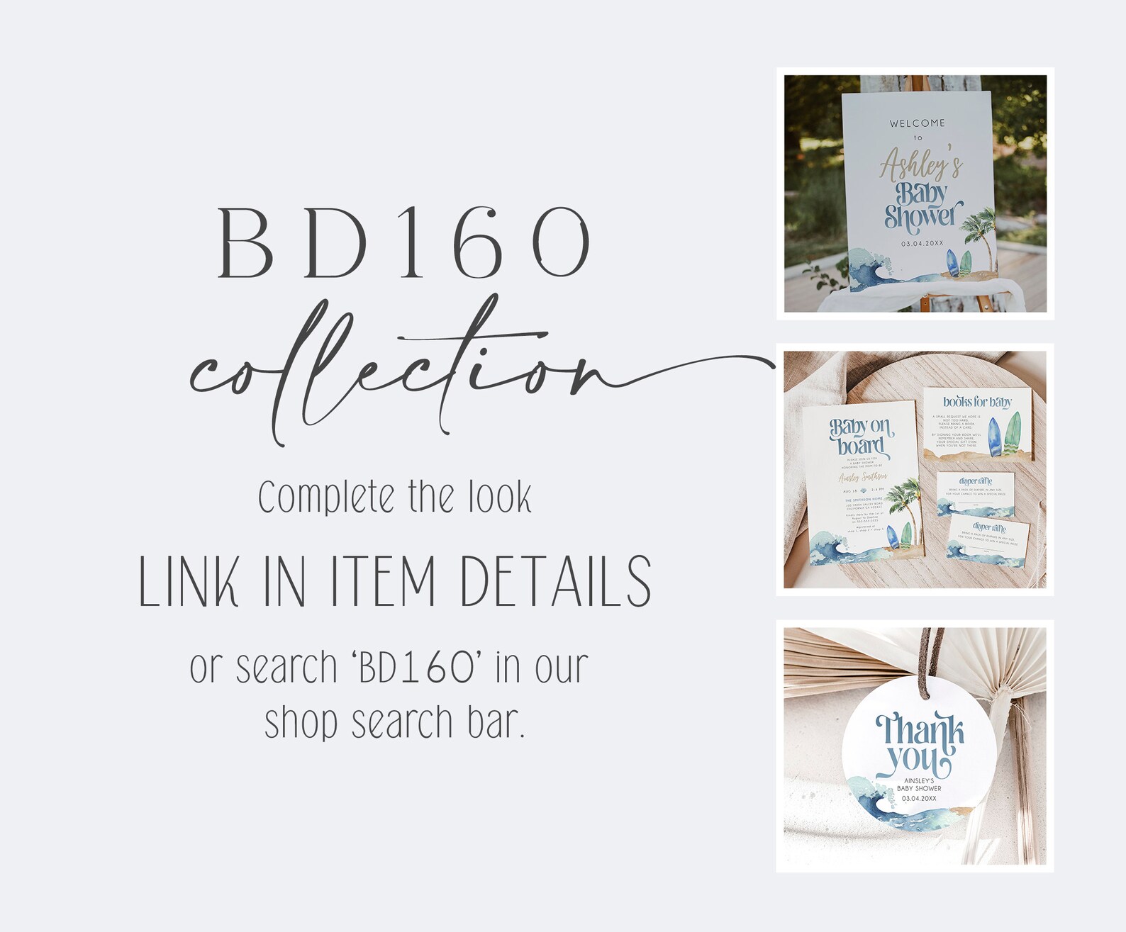 Ocean & Surf Menu Editable Template, Beach Baby Shower Menu Template ...