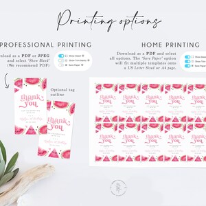 Watermelon Thank You Gift Tag Template, One in A Melon Birthday Party ...