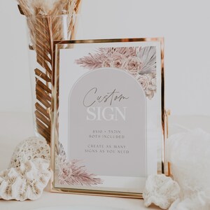 Boho Floral Arch Custom Sign Template, Beige Wedding Editable Sign ...