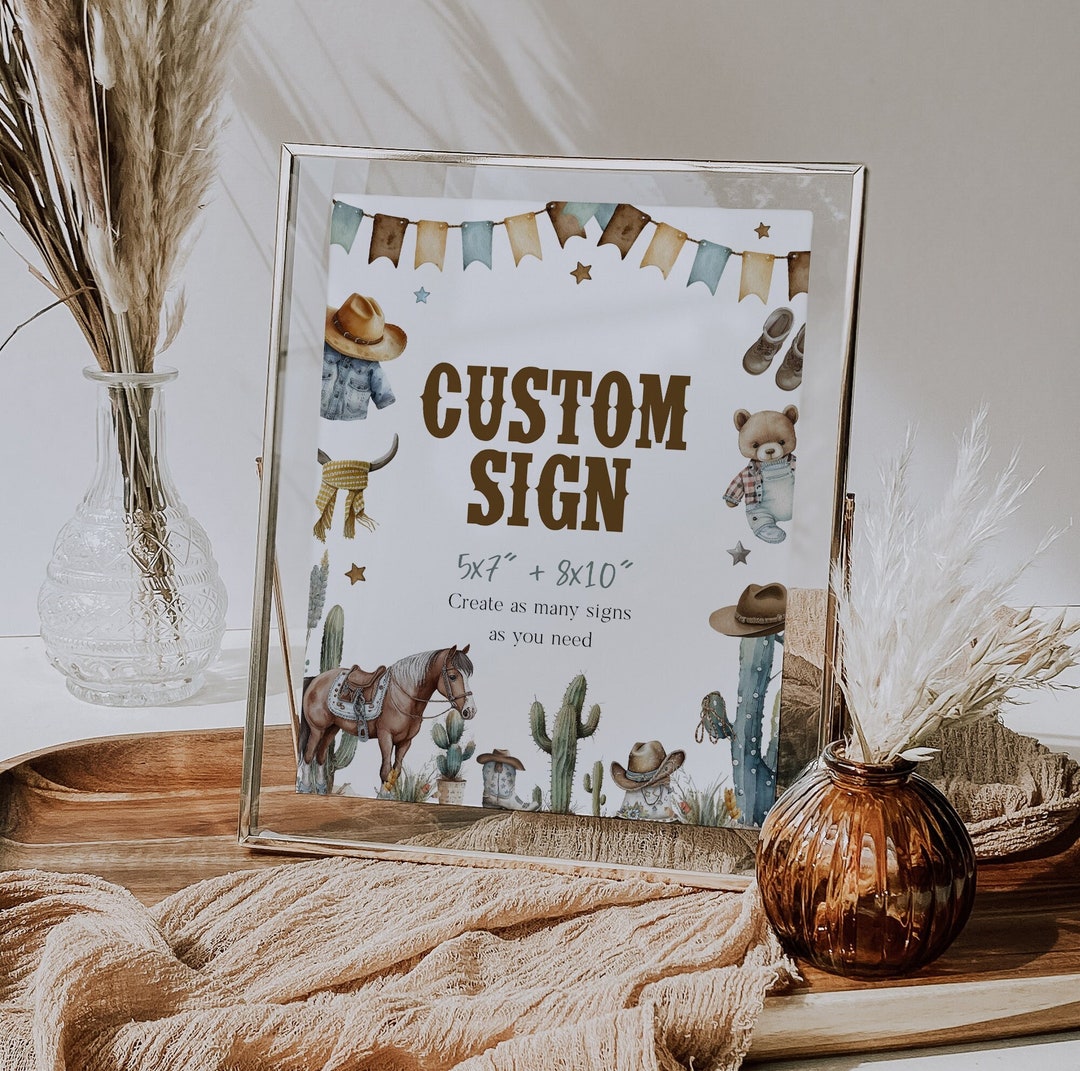 First Rodeo Custom Sign Template, Western Themed Editable Sign, Cowboy ...