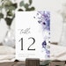 Purple Floral Wedding Table Numbers Template, Watercolor Floral Table ...