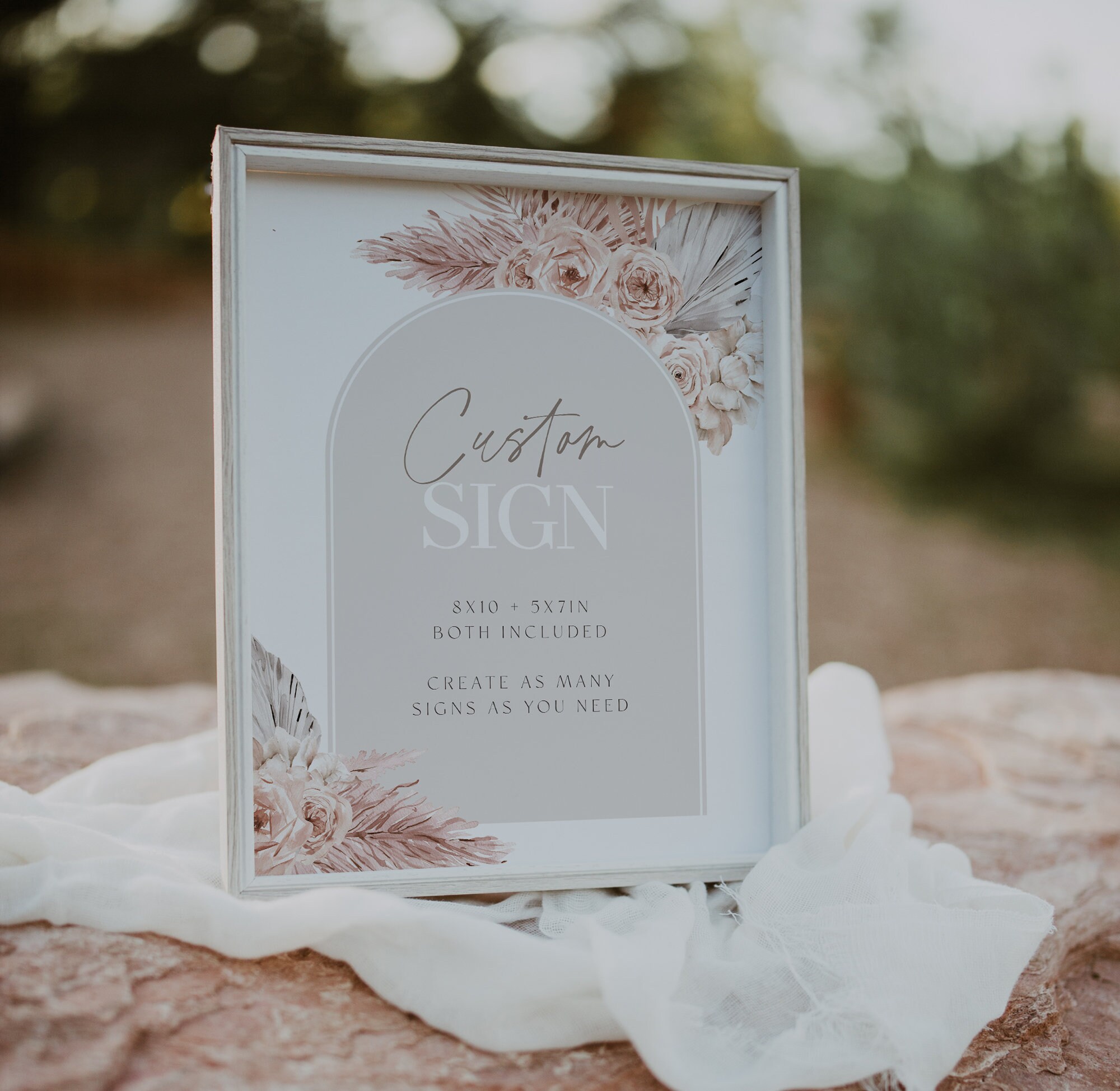Boho Floral Arch Custom Sign Template Beige Wedding Editable - Etsy