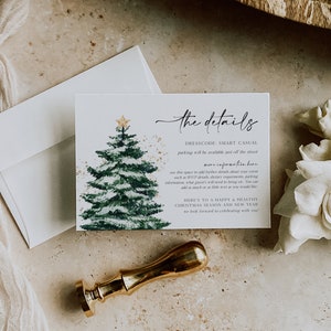 Holiday Christmas Party Details Card, Christmas Tree Details Card ...