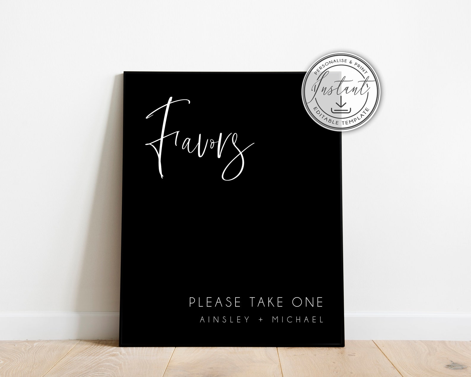 Black Modern Favours Sign Editable Template Favours - Etsy