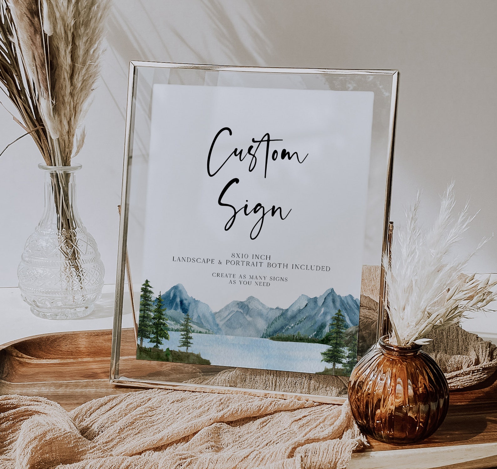 Mountain Custom Sign Sign Editable Template, Personalised Wedding Sign ...