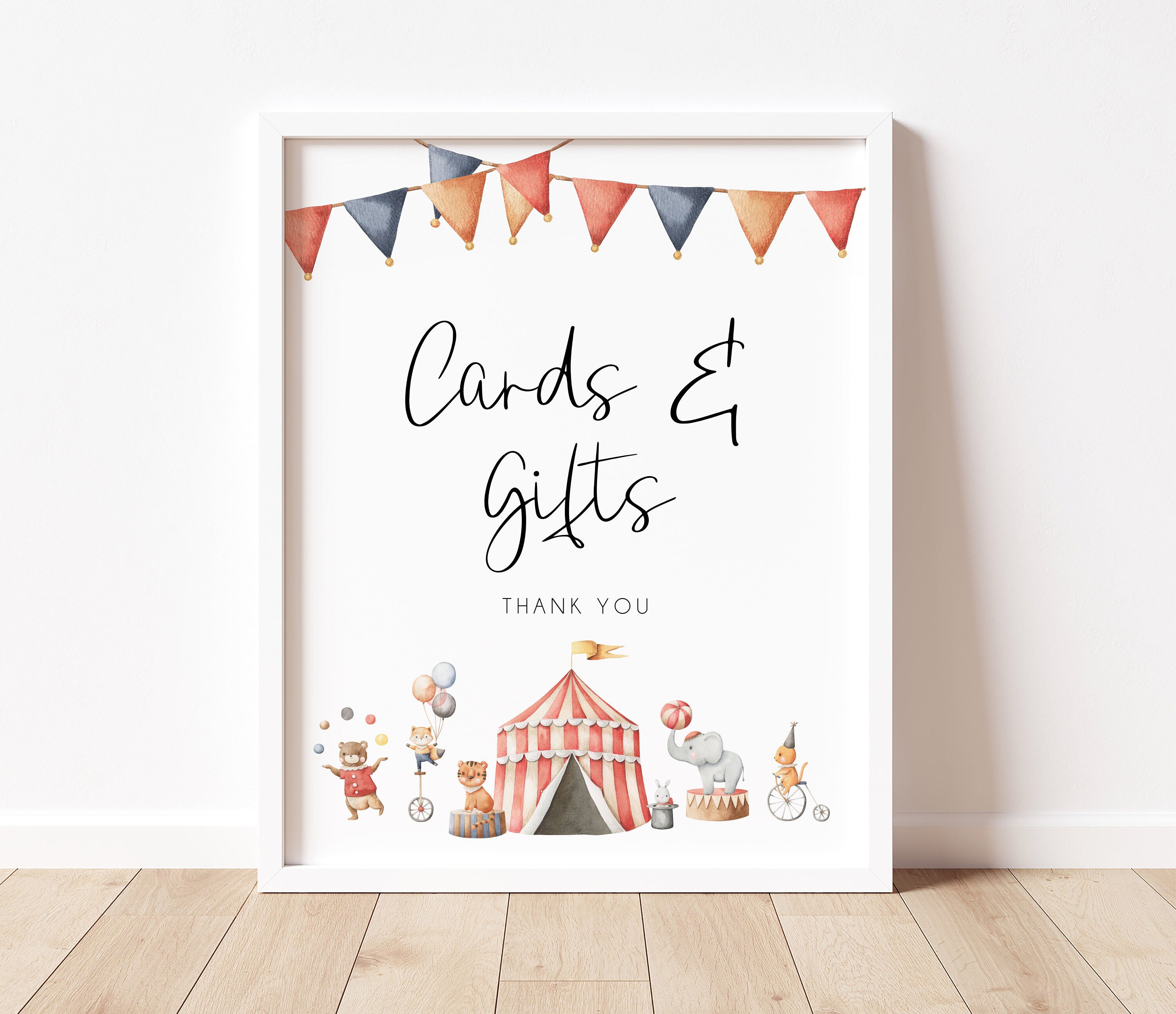 Circus Cards & Gifts Sign Template Circus Themed Birthday - Etsy