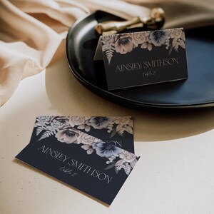 Navy Pastel Wedding Name Cards Template, Editable Place Cards, Chic ...