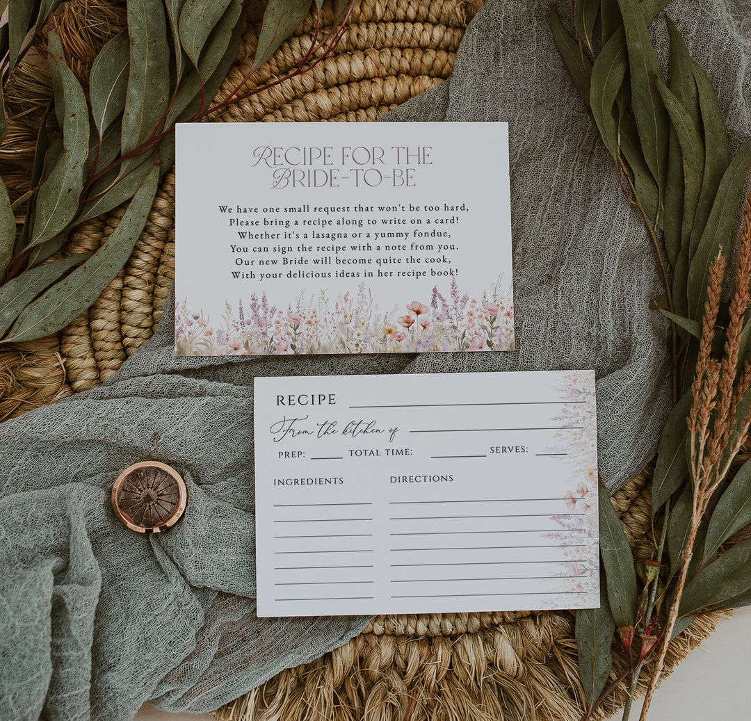 Pink Tea Party Recipe for the Bride-to-be Card Inserts, Blush Pink ...