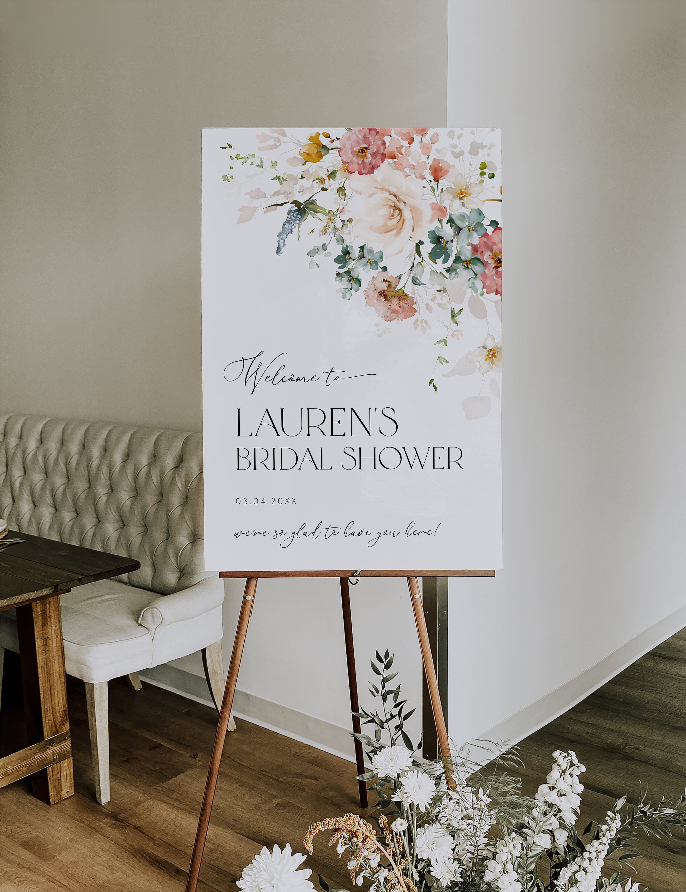 Wildflower Welcome Sign Editable Template, Wildflower Bridal Shower ...