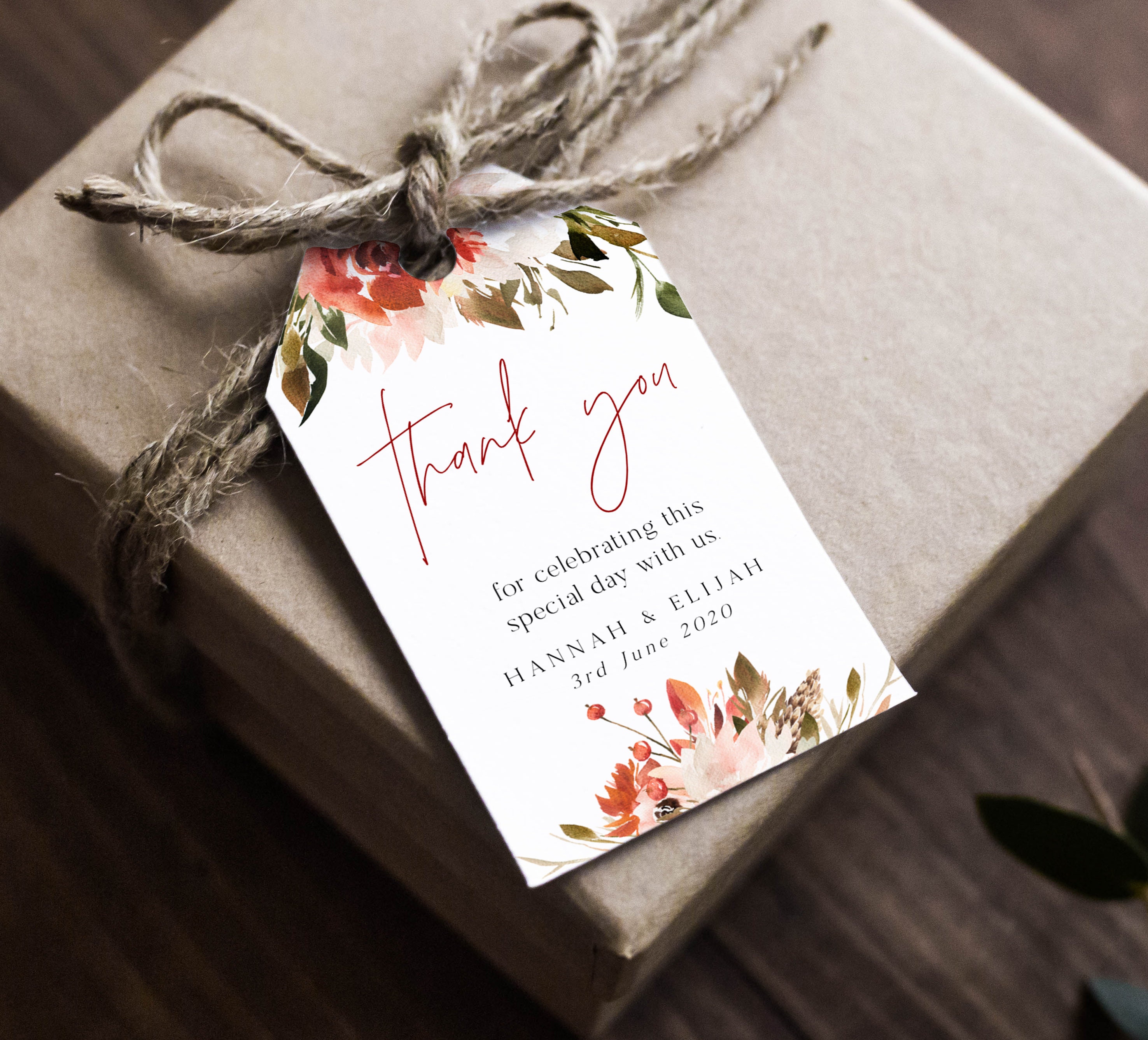 Rustic Fall Thank You Gift Tag Template, Autumn Wedding Favors ...
