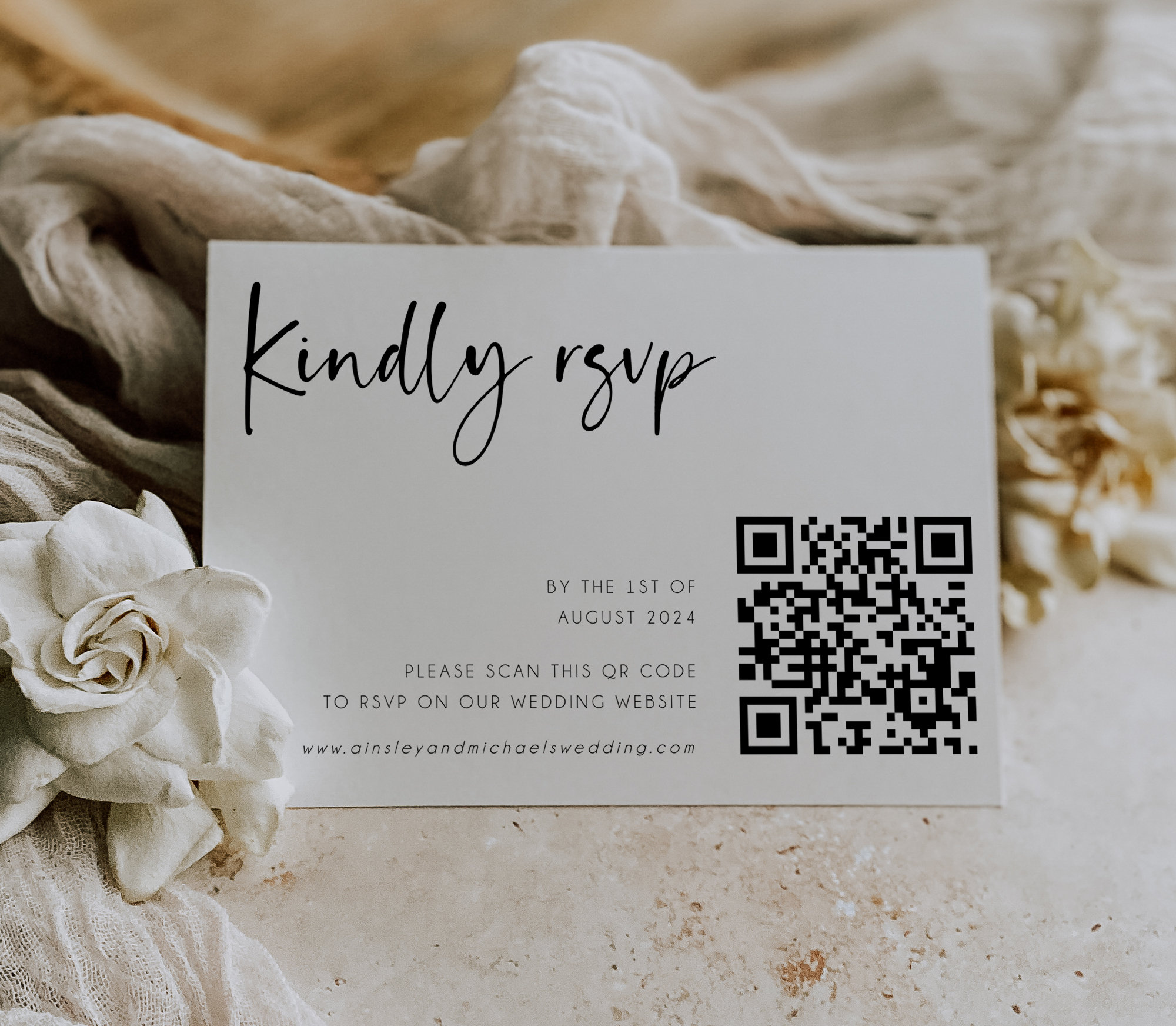 Modern QR Code Wedding RSVP Card Online Reply Card Template - Etsy