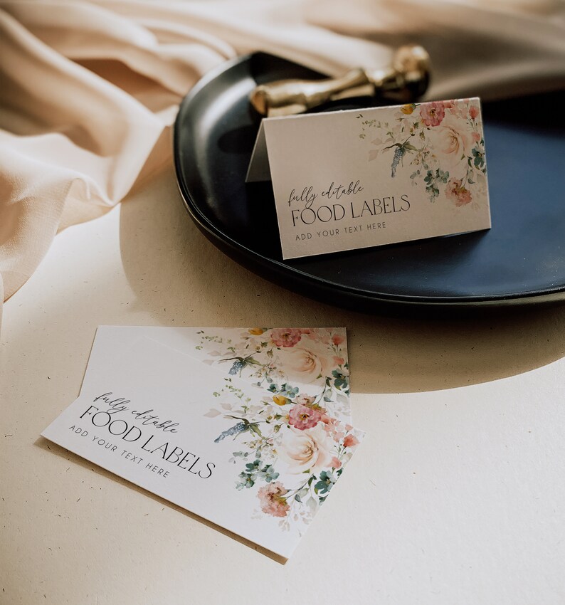 Wildflower Editable Food Label Card Template Bohemian Garden - Etsy