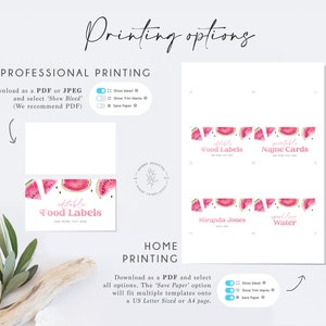 Watermelon Editable Food Labels, Watermelon Place Cards Editable ...