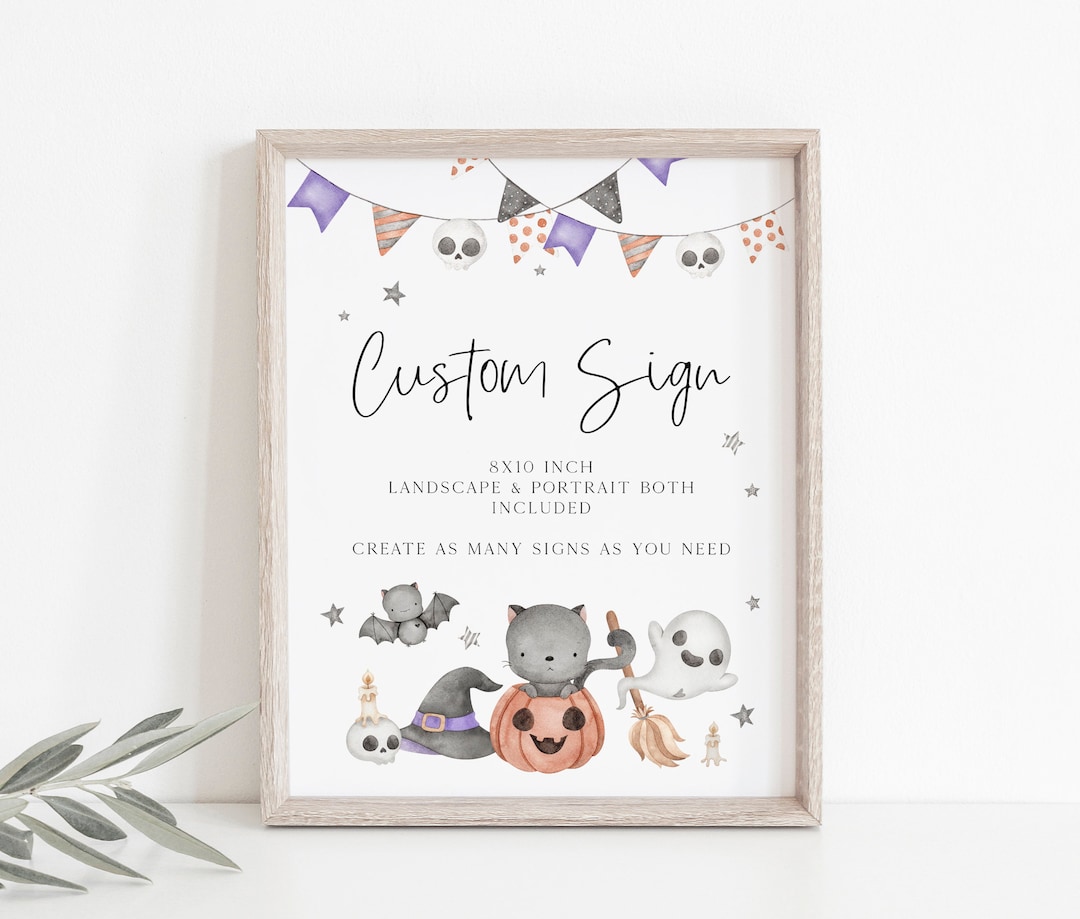 Halloween Custom Sign Baby Shower Editable Sign, Fall Baby Shower ...