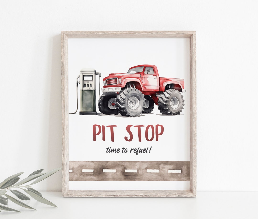 Monster Truck Pit Stop Sign Template, Refuelling Station Sign, Monster ...