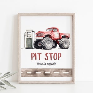 Monster Truck Pit Stop Sign Template, Refuelling Station Sign, Monster ...