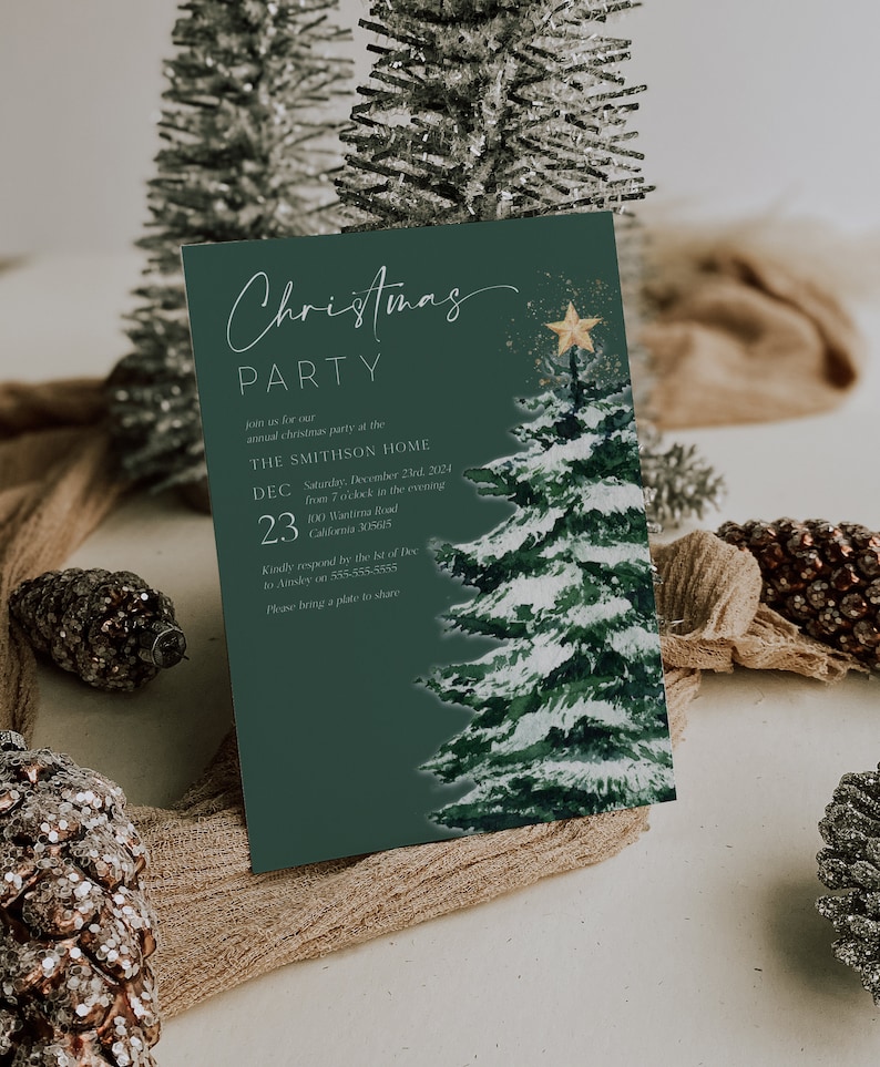 Holiday Christmas Party Invitation Christmas Tree Invitation - Etsy