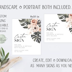 Tropical Custom Sign Editable Template, Minimalist Wedding Sign ...