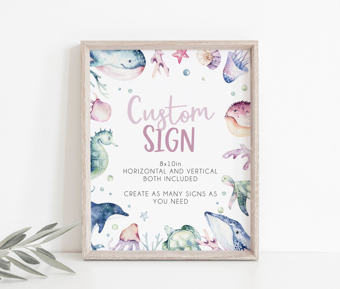 Ocean & Sea Custom Sign Editable Template Ocean Baby Shower - Etsy